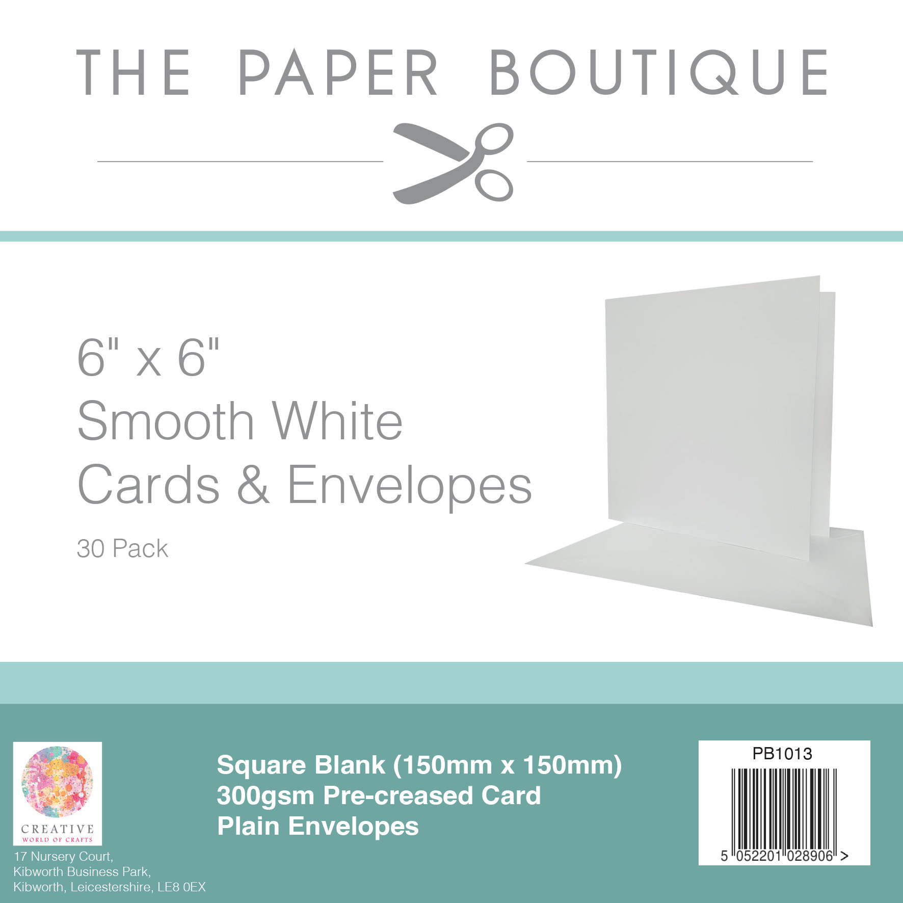 Cards & Envelopes - White 300gsm - 6 x 6" - Pack of 30