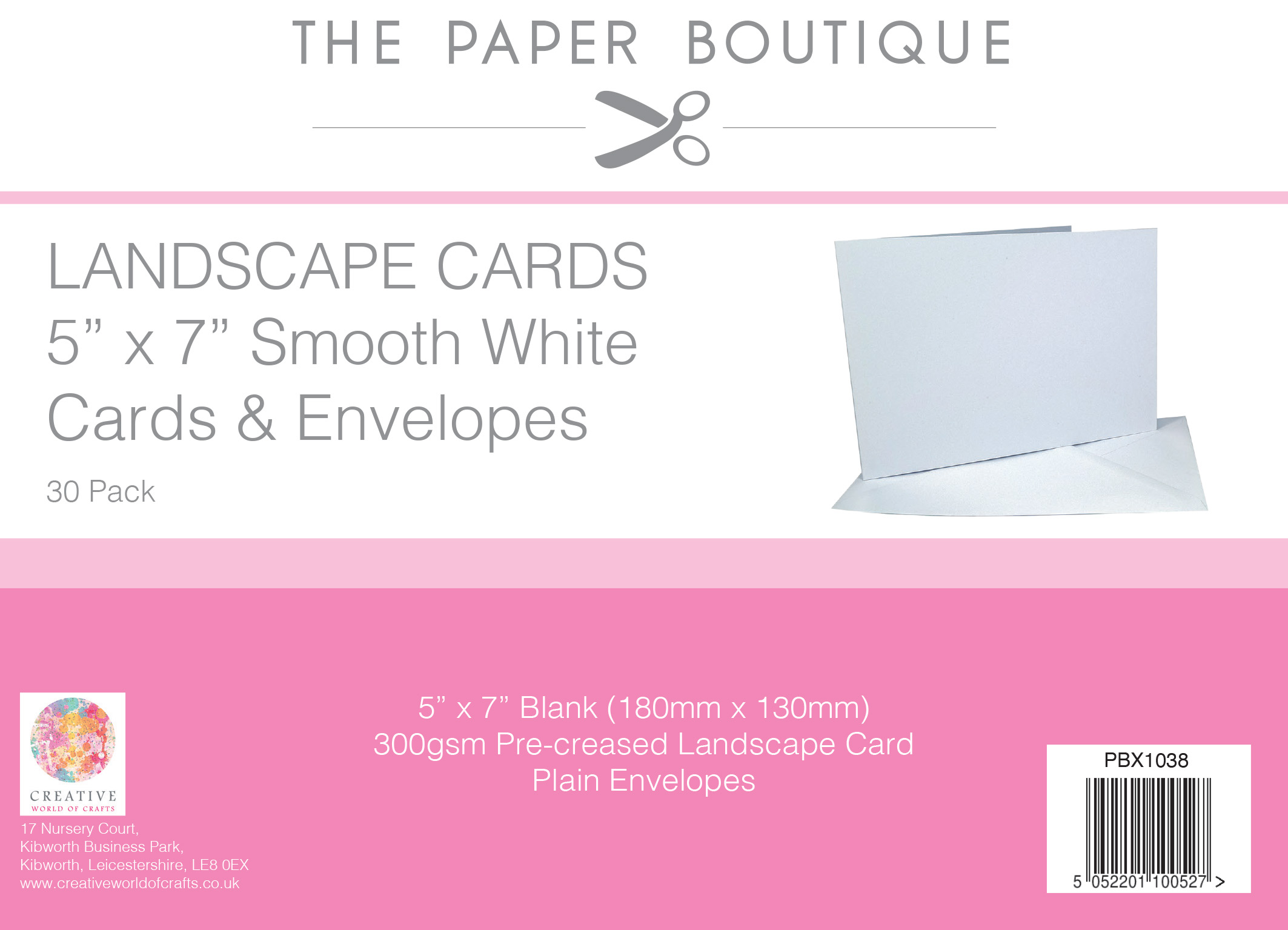Landscape Cards & Envelopes - White 300gsm - 5"x7" - Pack of 40