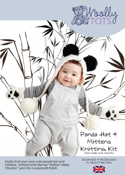 Panda Hat & Mittens Knitting Kit