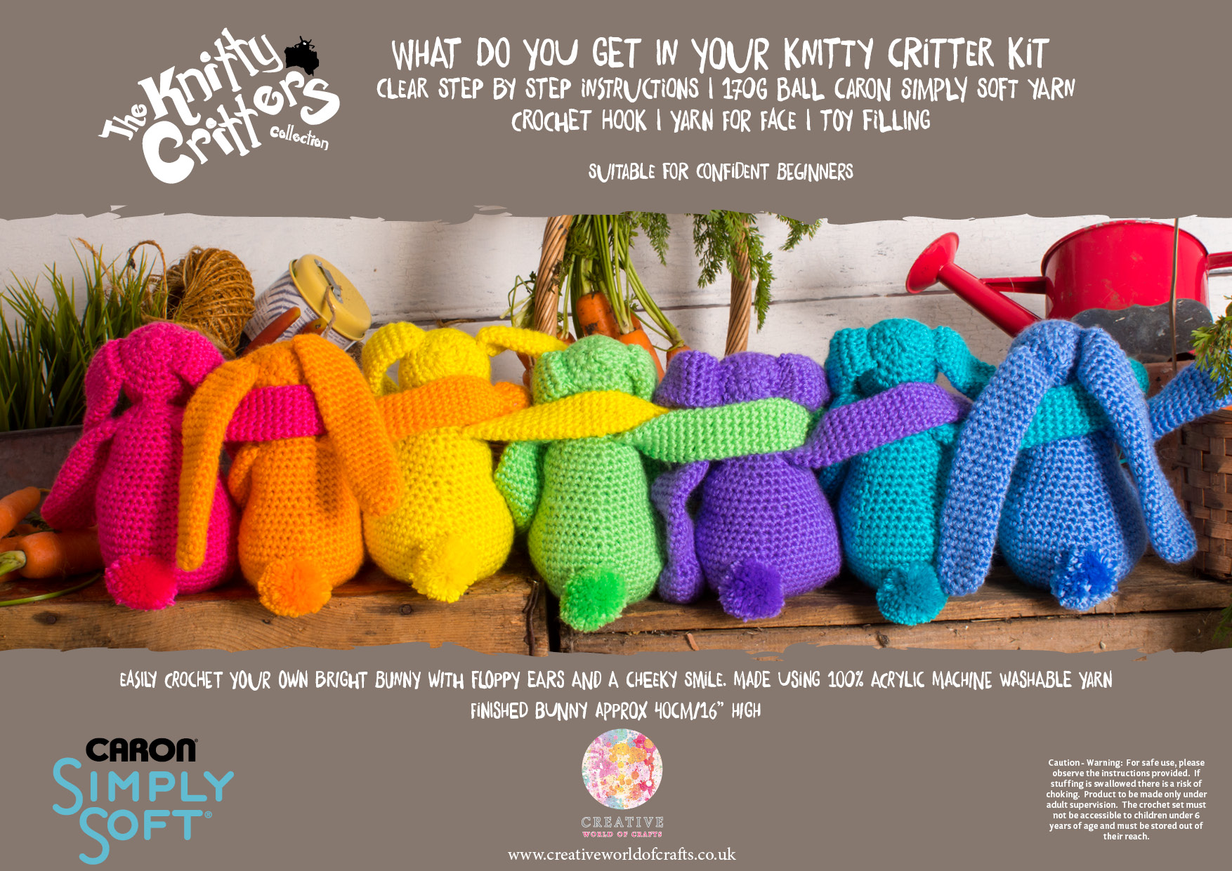 Knitty Dritters - Potting Shed Bunny Crochet Kit - Blue