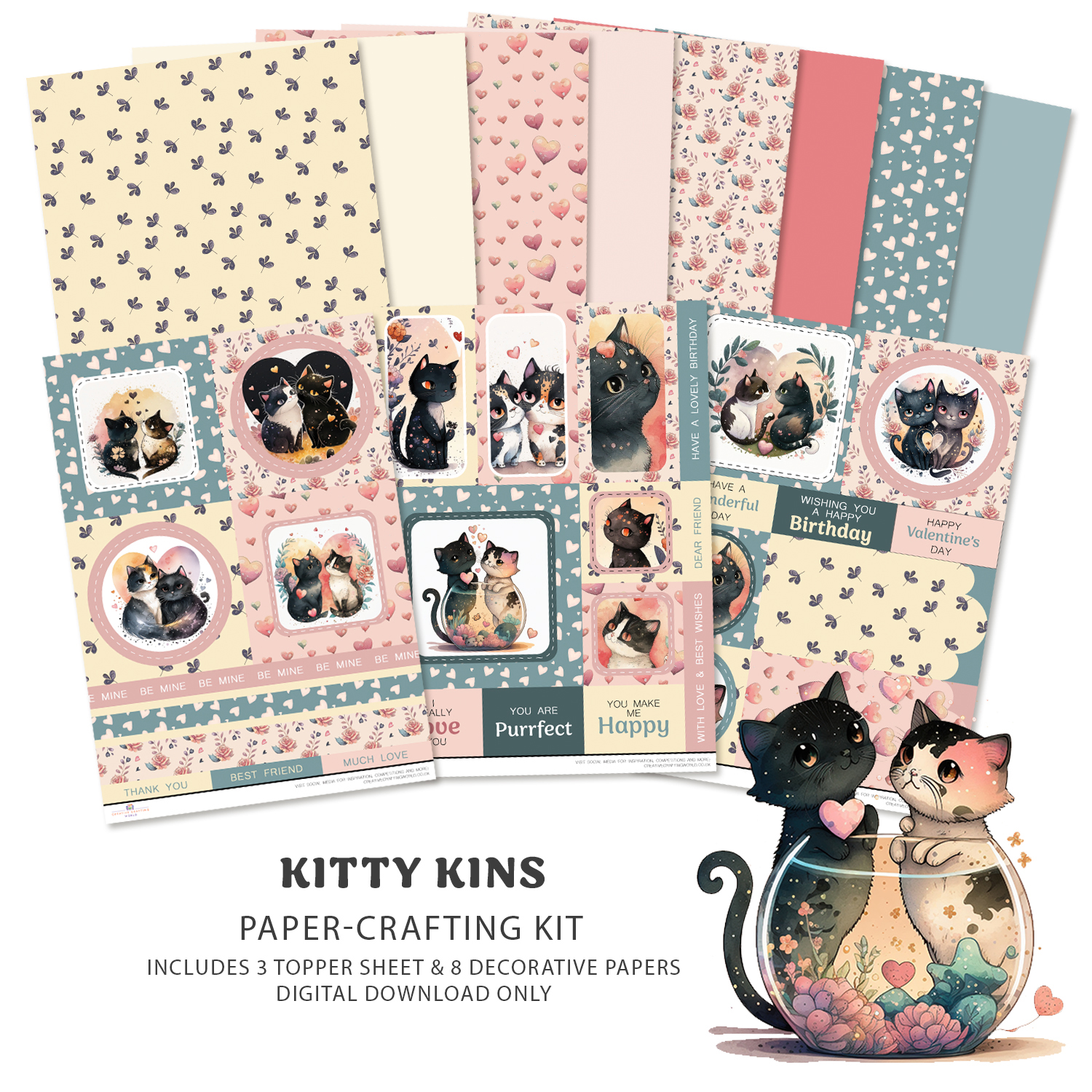 Digital Download - The Paper Boutique - Kitty Kins - Paper Kit PDF Download | Creative Crafting ...
